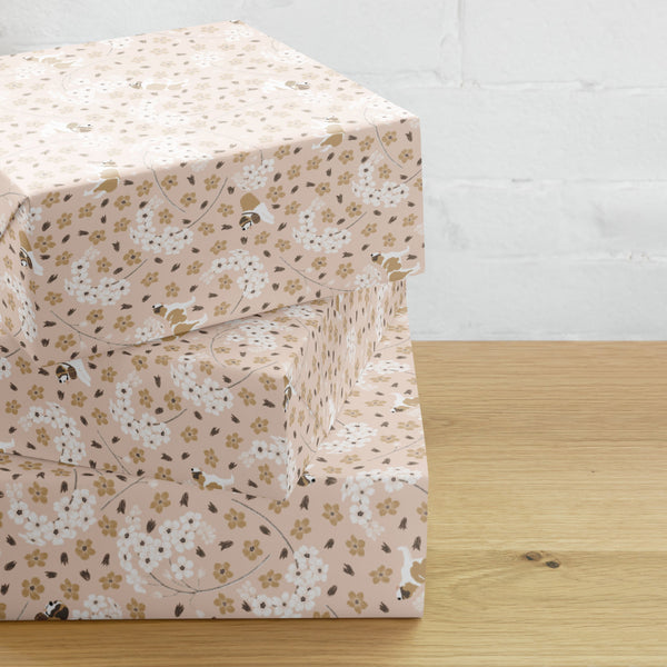 Saint Bernard Dog Forget Me Not Wrapping Paper Sheets - Lucy + Norman